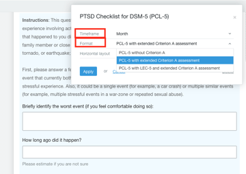 New PTSD Checklist for DSM-5 (PCL-5) calculated form
