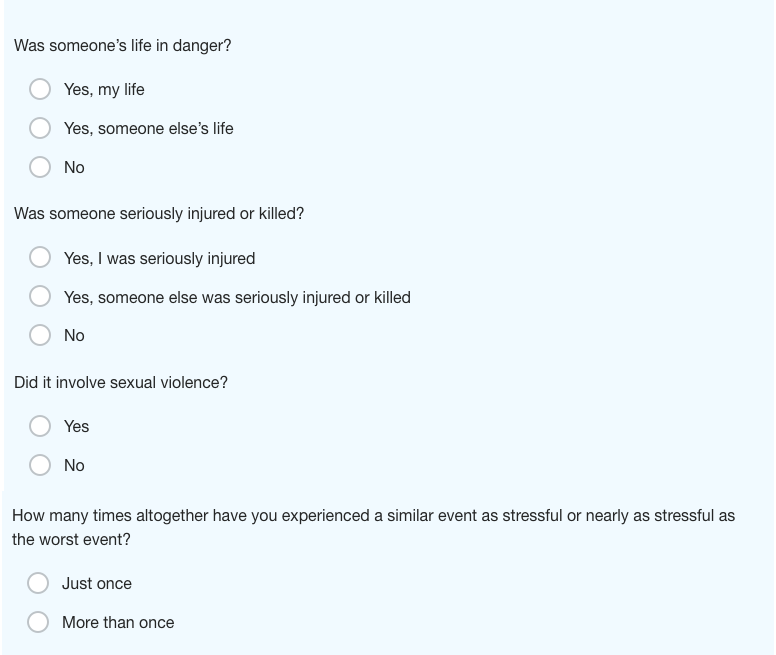 New PTSD Checklist for DSM-5 (PCL-5) calculated form